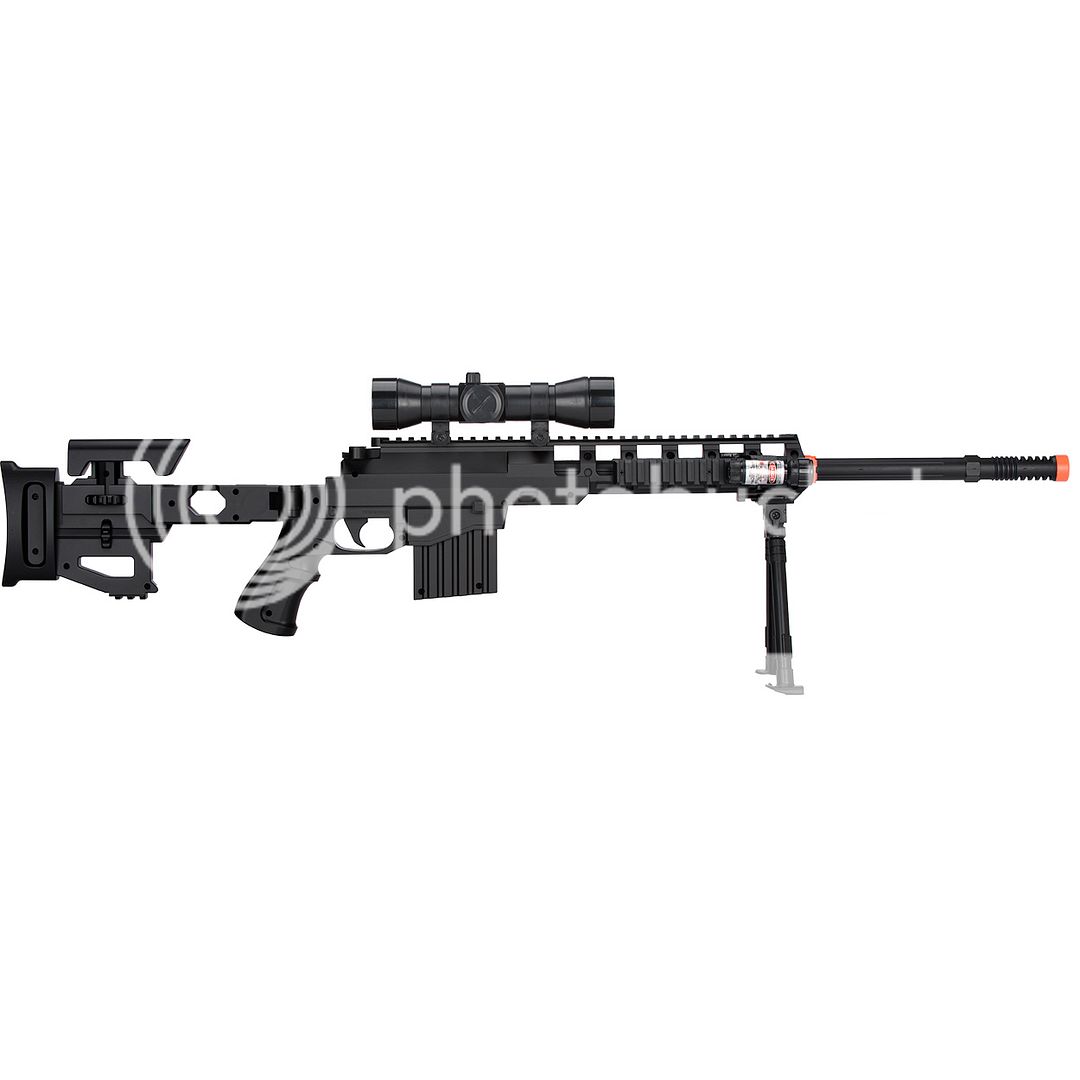 350 FPS SPRING AIRSOFT SNIPER RIFLE GUN w/ 6mm BB BBs Scope Laser Light ...